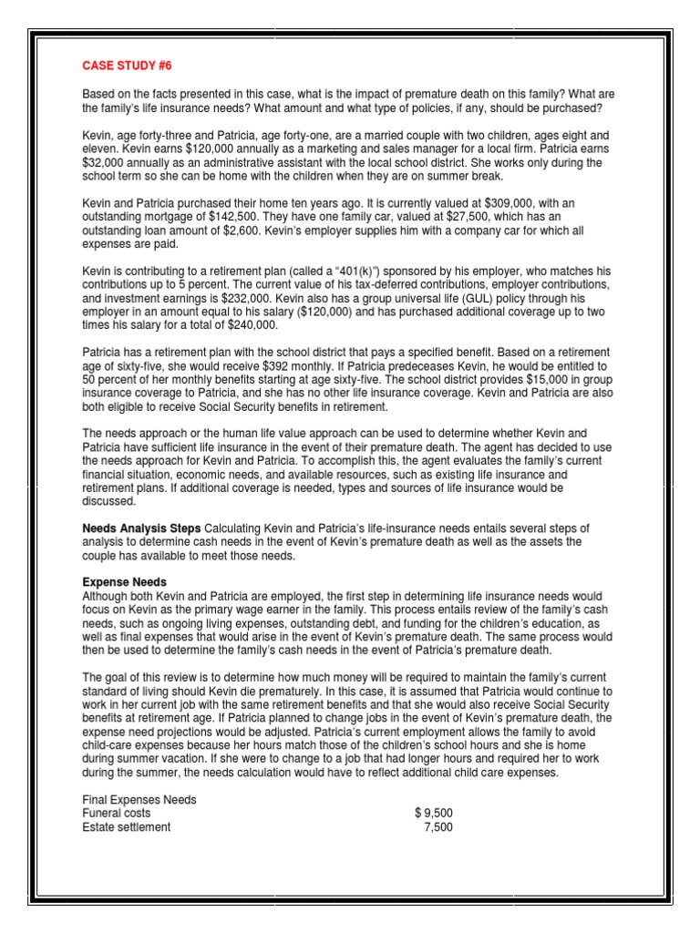 6th Case Study Life Insurance | PDF | Retirement | Life Insurance