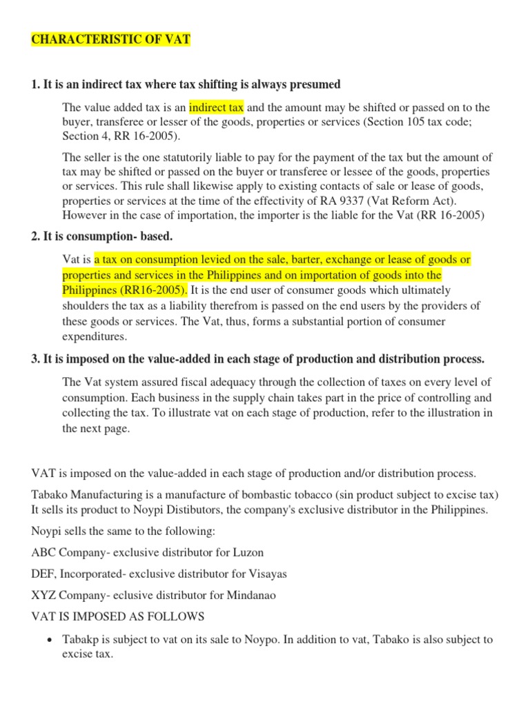 Characteristic of Vat-Business Taxation | PDF | Value Added Tax | Taxes