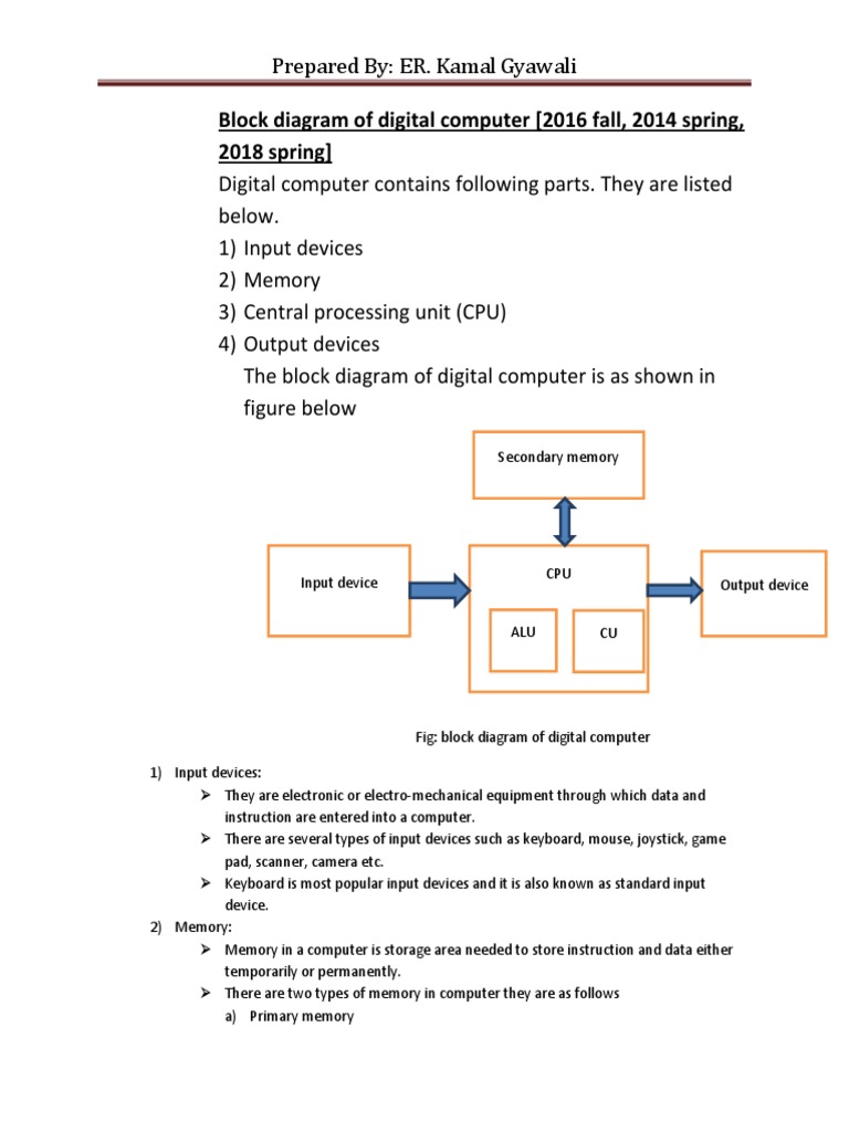 Block Digram of Computer | Download Free PDF | Computer Data Storage | Input/Output