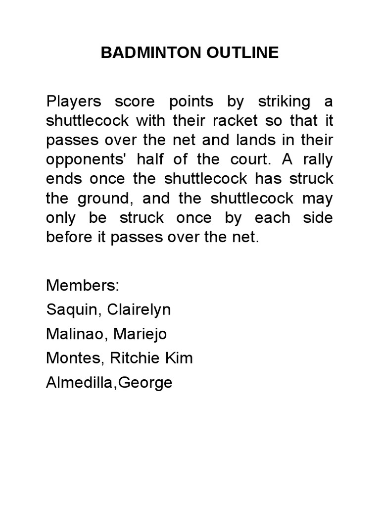 Badminton Outline | PDF