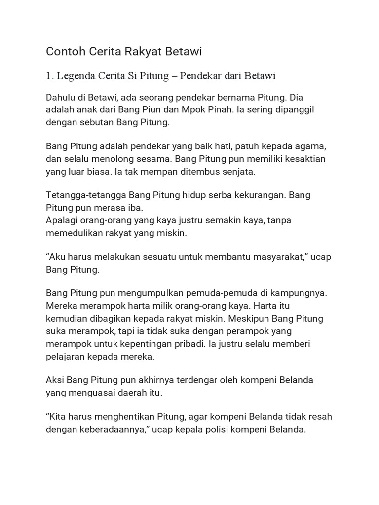 Contoh Cerita Rakyat Betawi | PDF