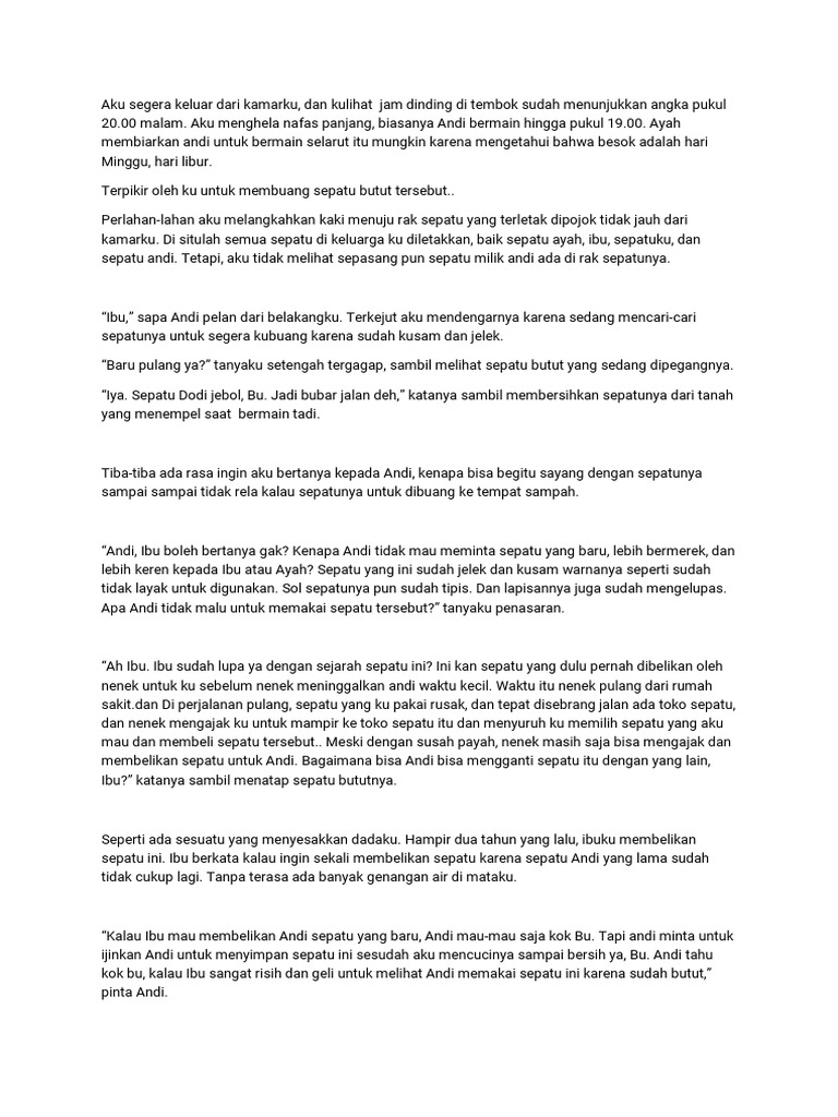Lanjutan Cerpen Sepatu Butut | PDF