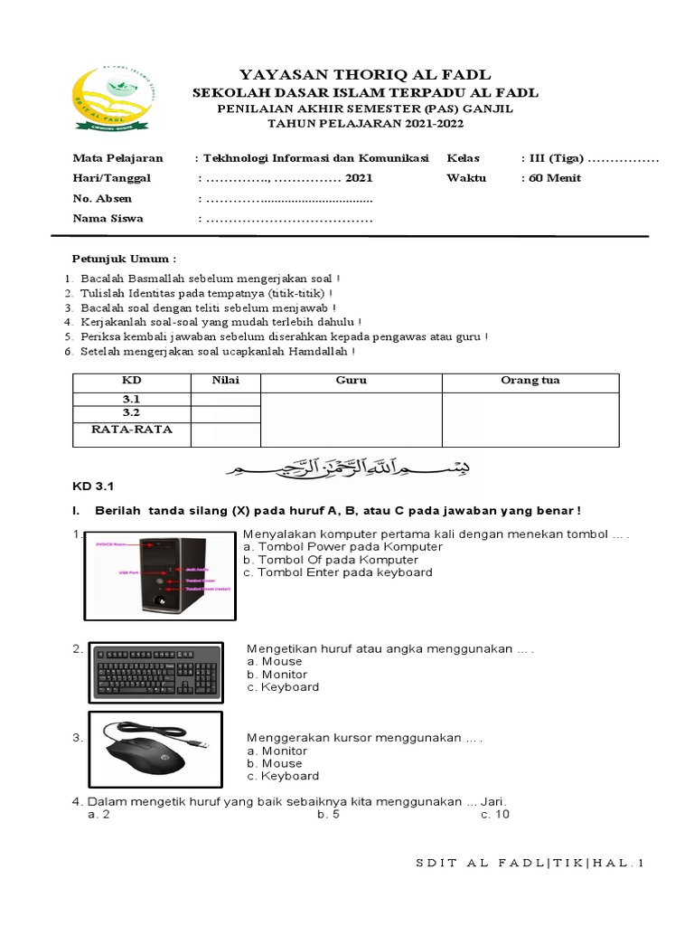 Contoh Soal PAS Ganjil | PDF | Komputer