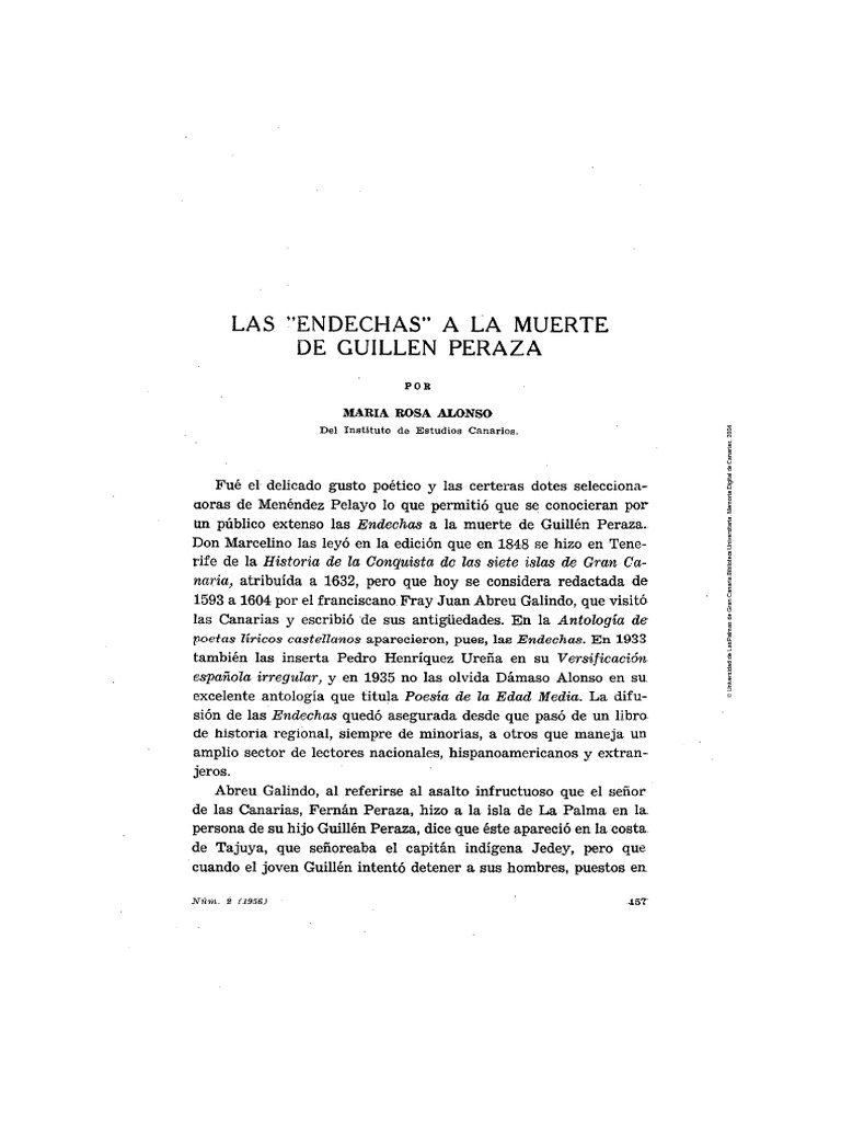 ENDECHAS A LA MUERTE DE GUILLÉN PERAZA Por M Rosa Alonso | PDF | Ritmo