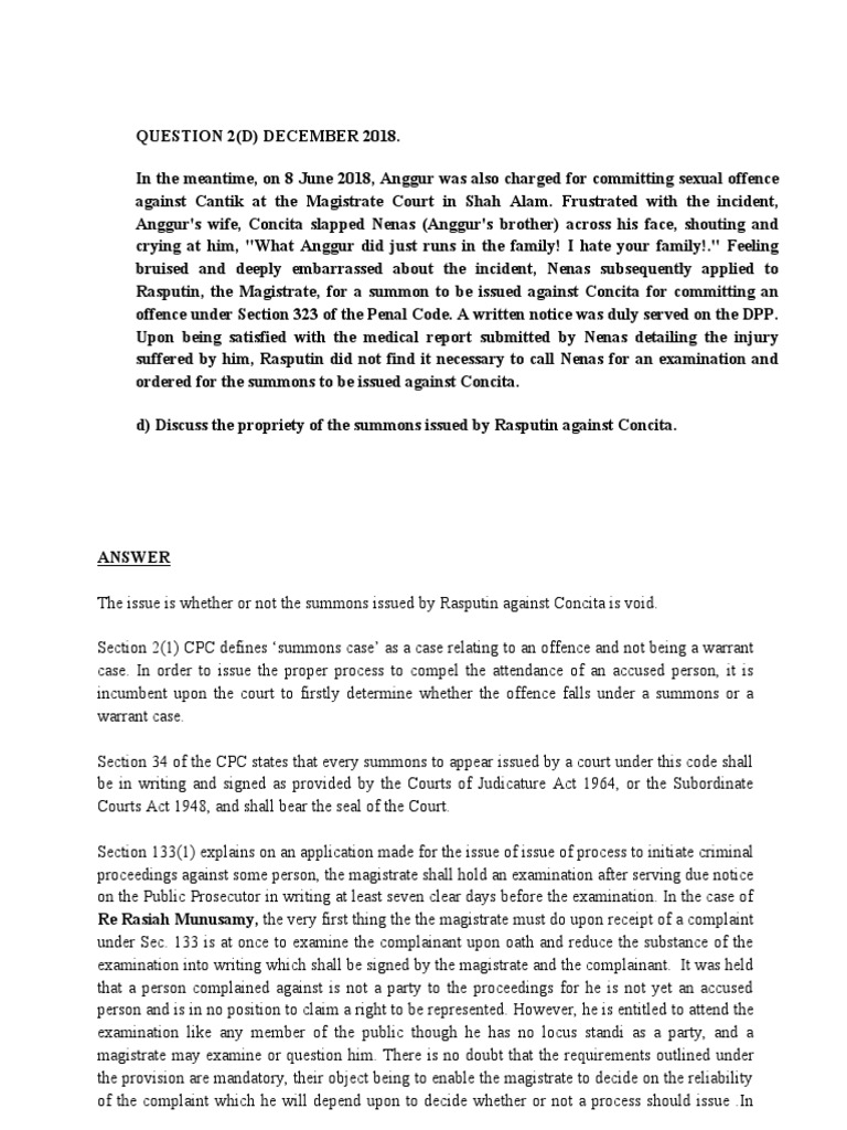 Tuto W12 - Summons and Magistrate Cognisance | PDF | Summons | Magistrate