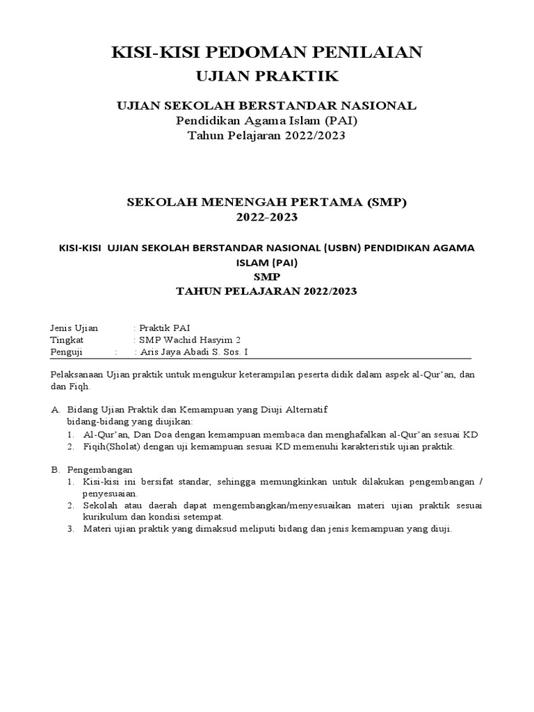 Kisi Kisi Uprak Pai 2023 | PDF