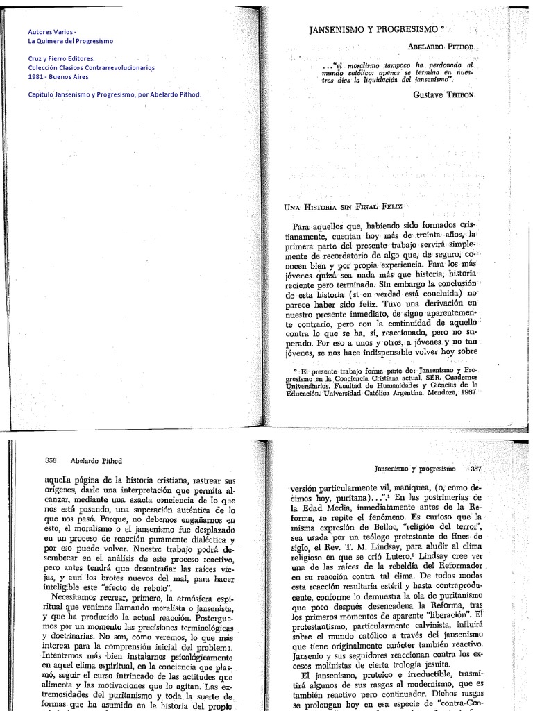 Jansenismo y Progresismo - Abelardo Pithod | PDF