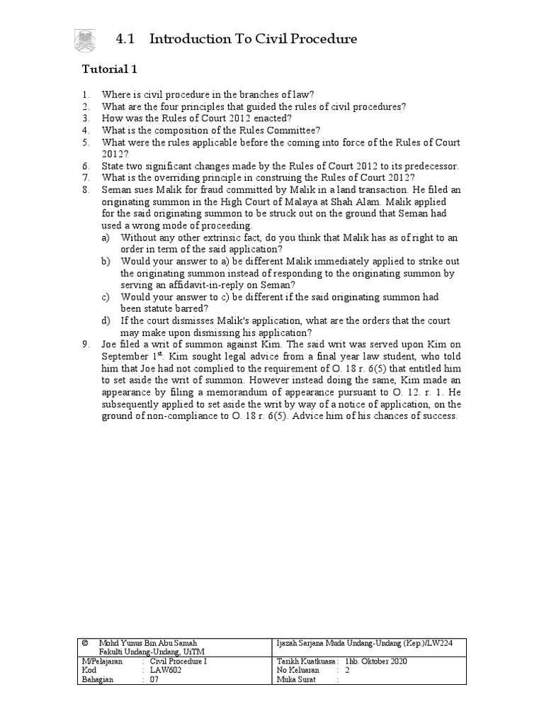 Law602-Tutorial Question 1 | PDF