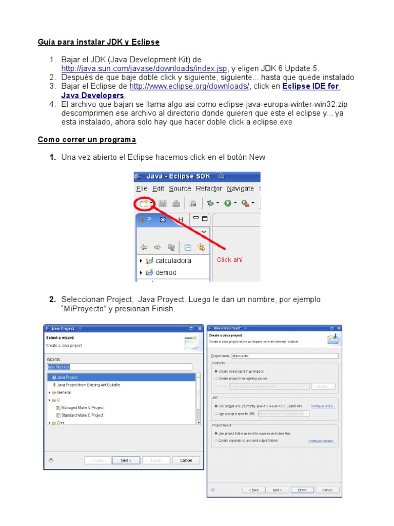 Guia Uso Eclipse | PDF | Eclipse (software) | Java (lenguaje de programación)