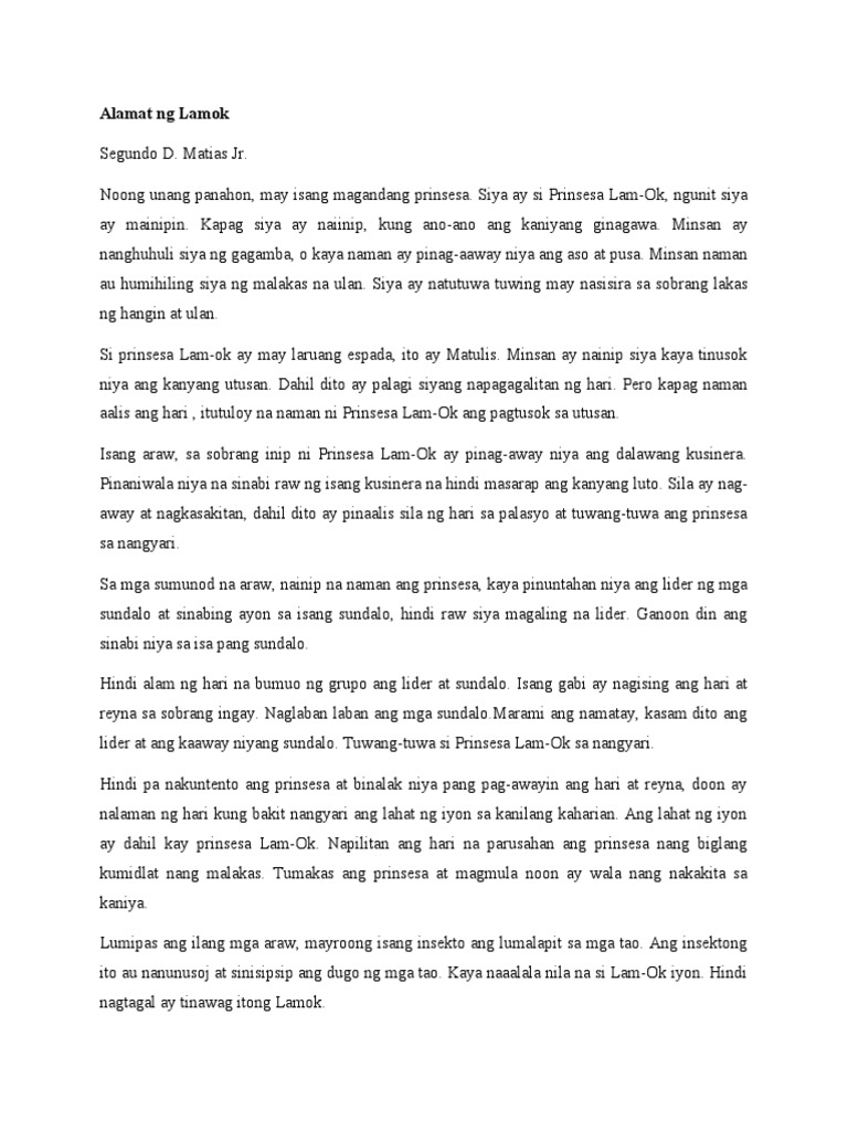Alamat NG Lamok Mangga at Aso | PDF