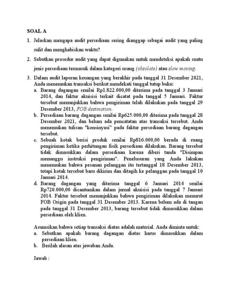 Latihan Soal Audit Persediaan | PDF