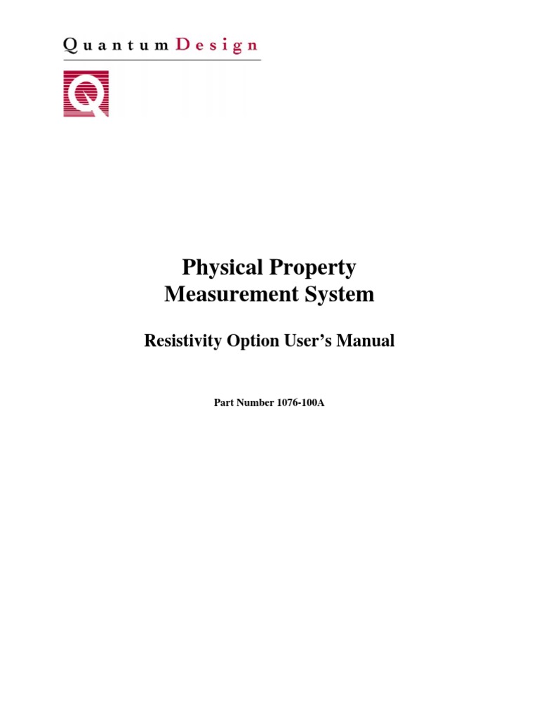 Physical Property Measurement System: Resistivity Option User's Manual | PDF | Resistor ...