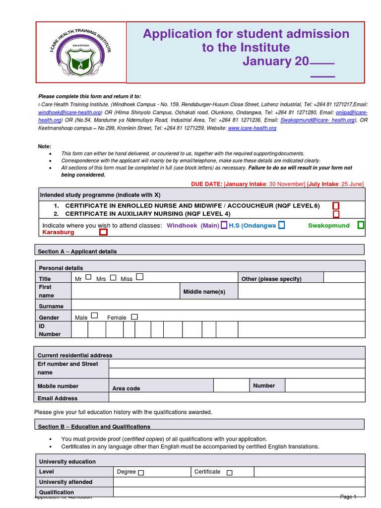 ICare January 2023 Application Form | PDF | Banks | Midwife