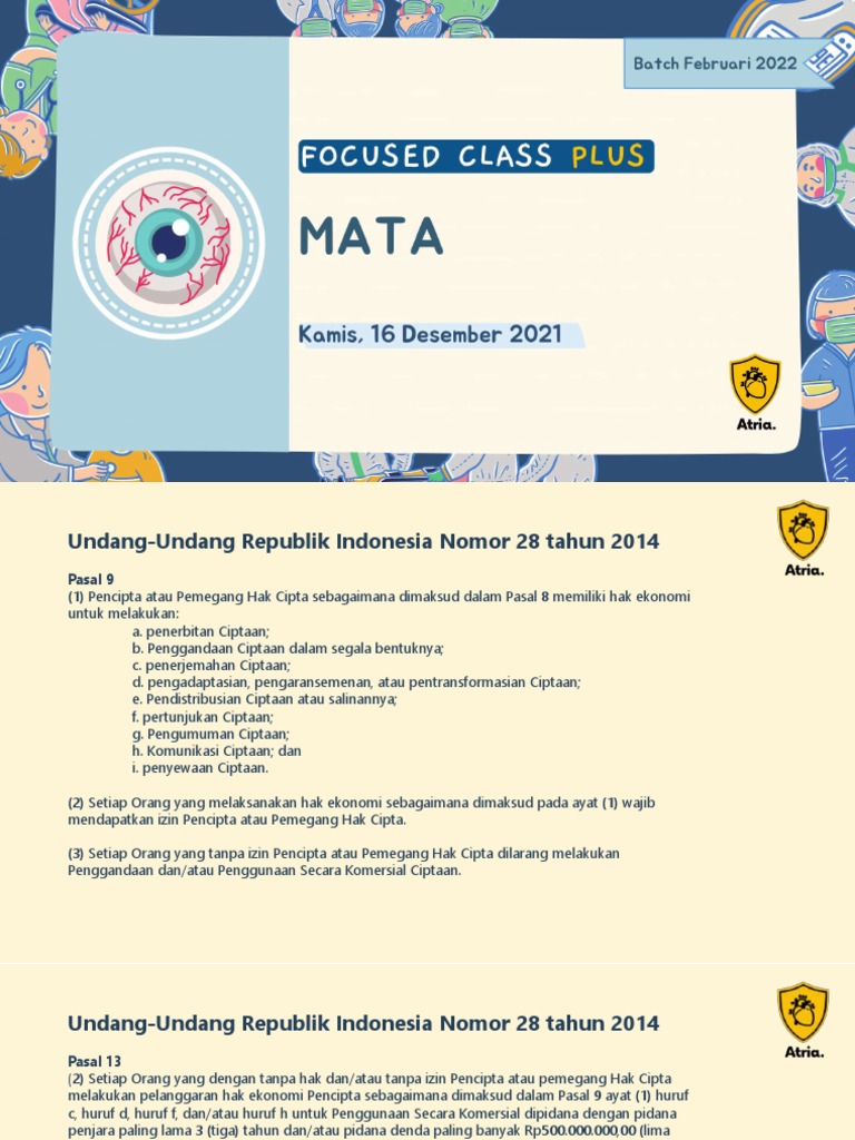 (Batch I 2022) Focused Class Plus Oftalmologi Atria | PDF