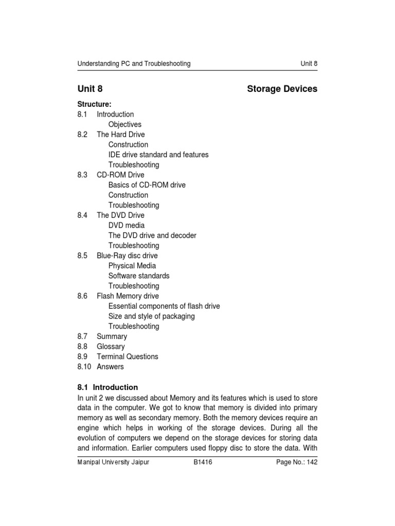 Unit 08 Storage Devices | PDF | Computer Data Storage | Blu Ray
