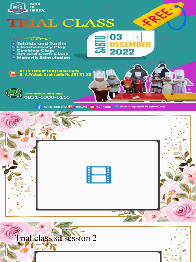 Trial Class TK Tahfidz RHQ | PDF | Kajian Bahasa Asing | Griya & Taman