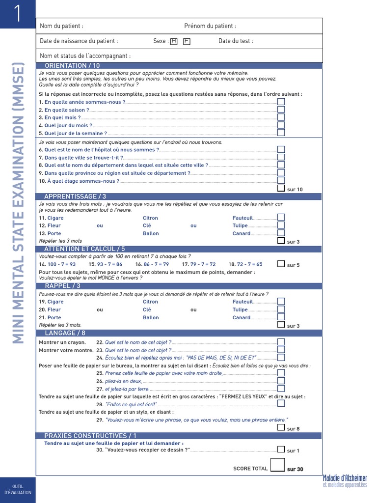 Évaluation MMSE de la mémoire | PDF