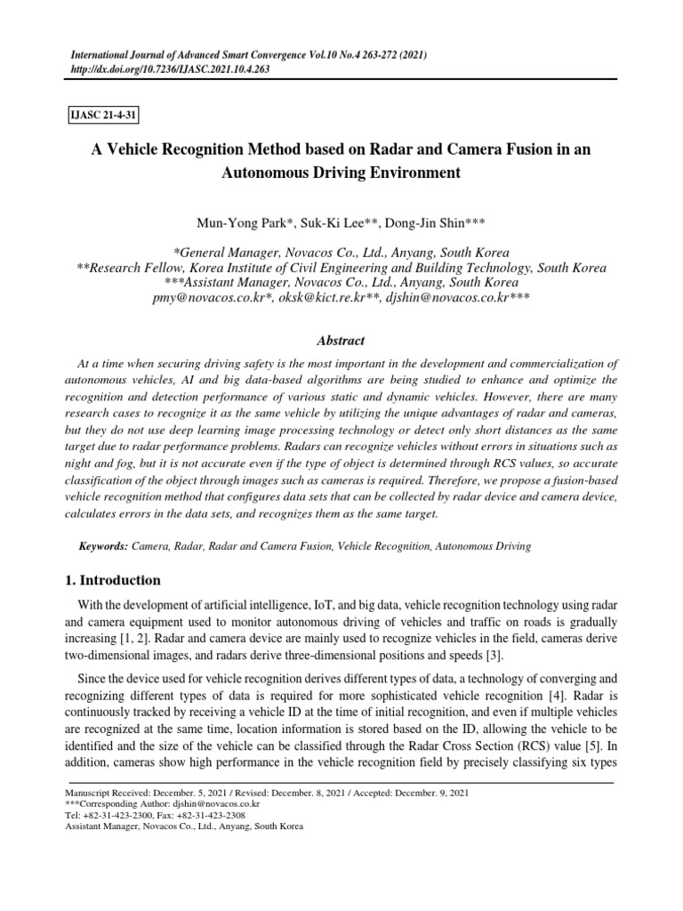 A Vehicle Recognition Method Based On Radar and Camera Fusion in An | PDF | Radar | Deep Learning
