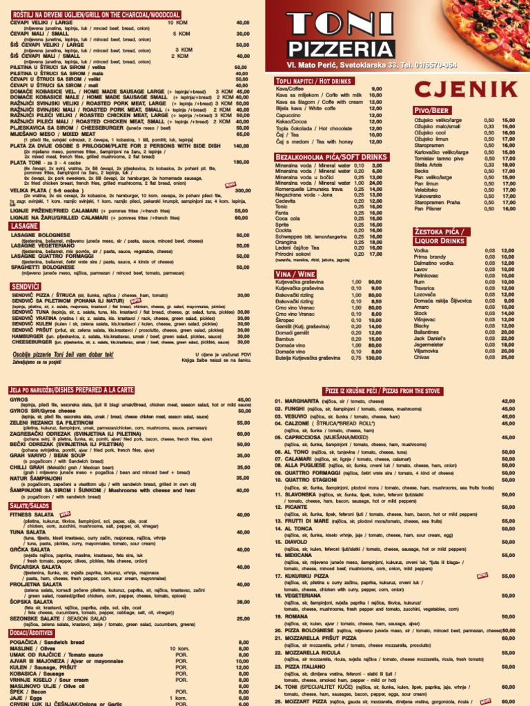 JELOVNIK | PDF | Sausage | Pizza