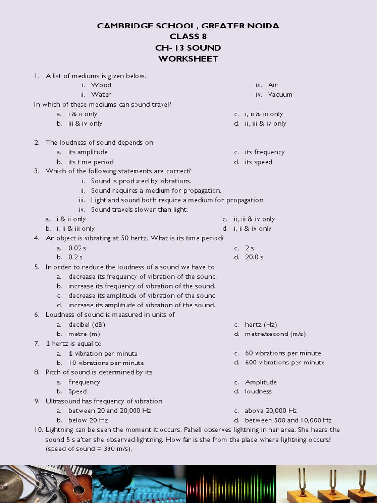 C8-CH13-WORKSHEET | PDF | Sound | Frequency