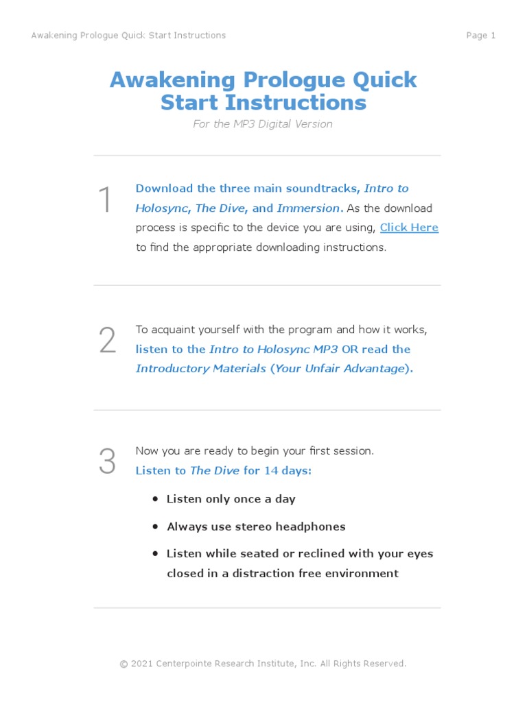 Awakening Prologue Quick Start Instructions | PDF | Career & Growth
