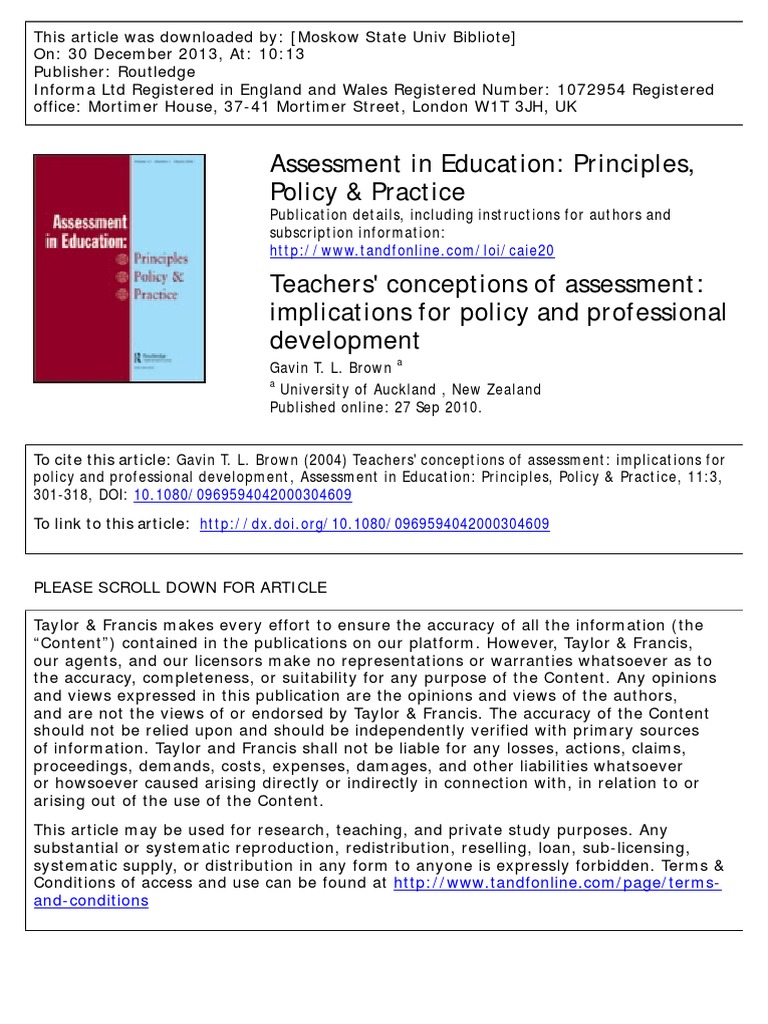 Brown | PDF | Educational Assessment | Teachers