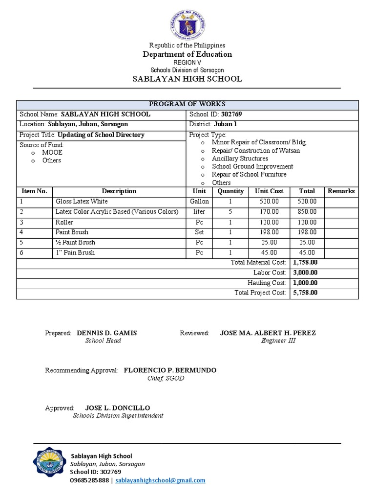 Program of Works | PDF | Economies | Business