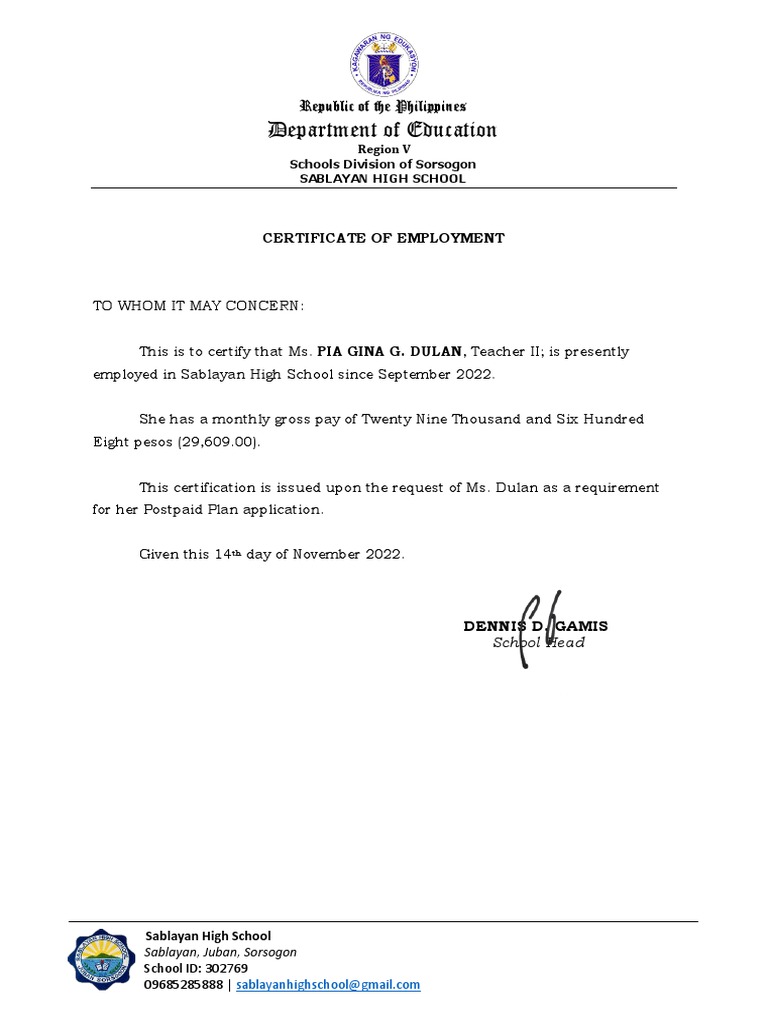 Certificate of Employment | PDF