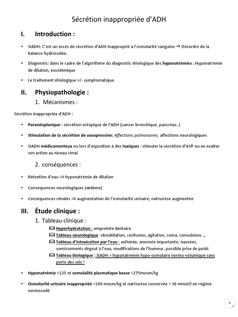 Diagnostic et traitement du SIADH | PDF | Spécialités médicales | Organe