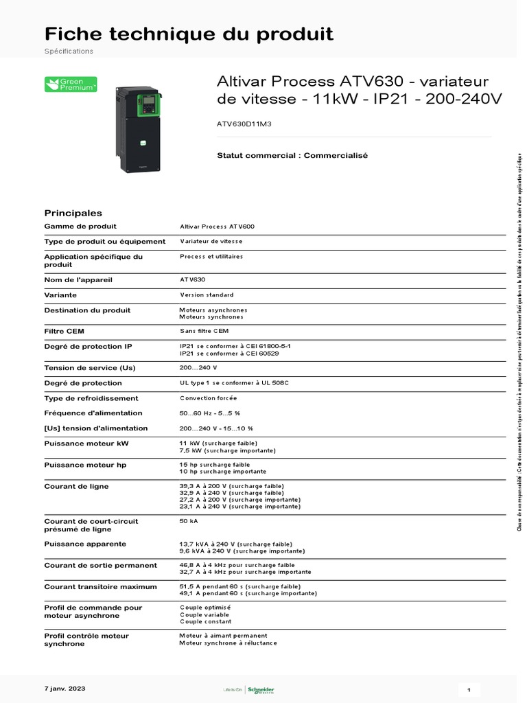 Altivar Process ATV600 - ATV630D11M3 | PDF | Pompe | Électricité