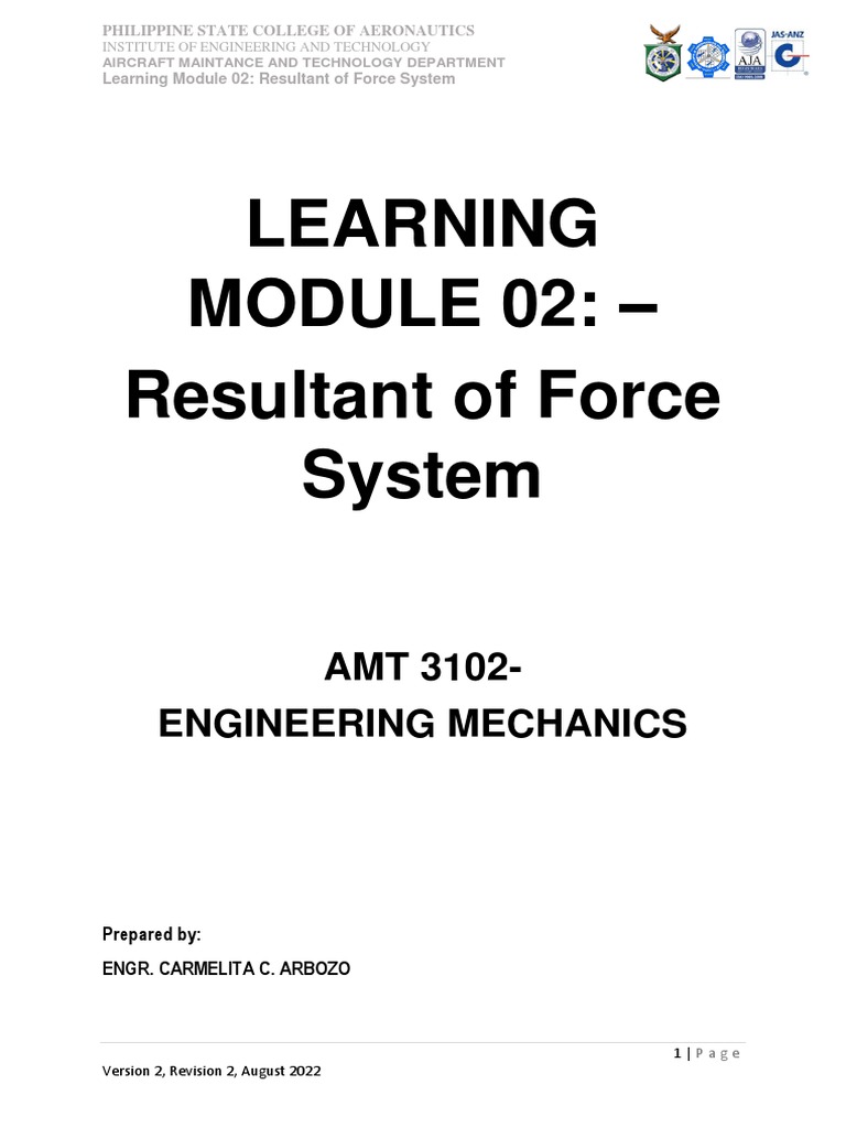 AMT 3102 Module 02 Resultant of Force Sytem 1st Sem 22 23 CCArbozo | PDF | Euclidean Vector | Torque