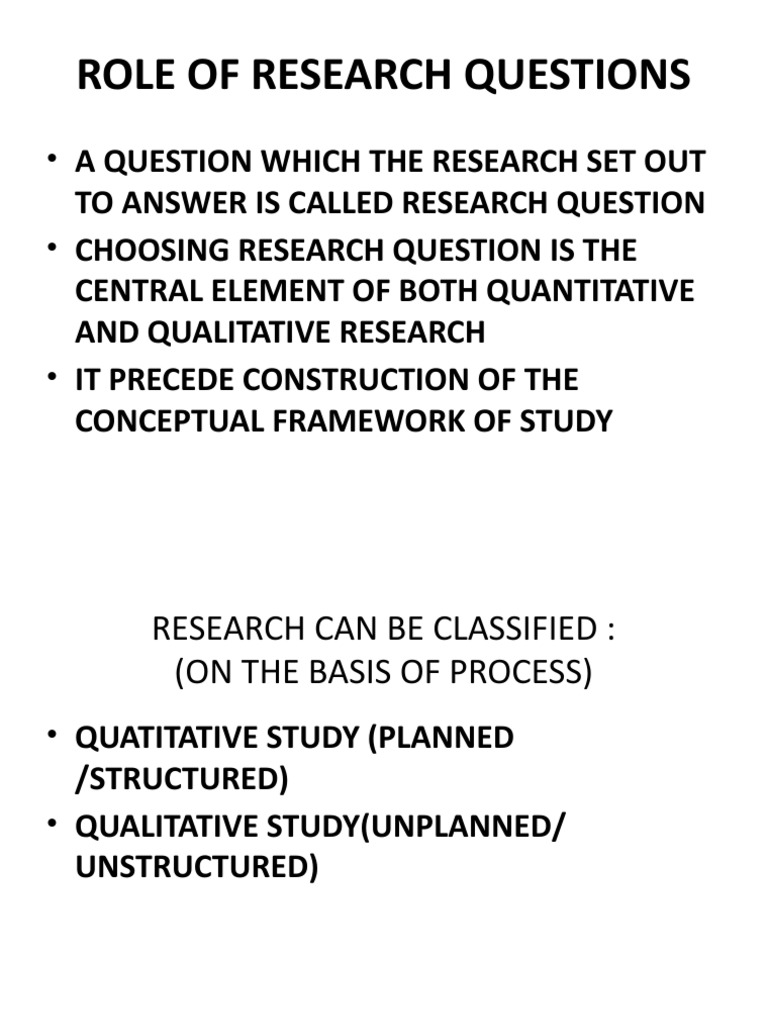 Role of Research Questions | PDF