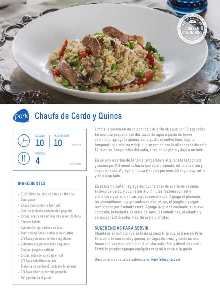 Chaufa de Cerdo y Quinoa: Ingredientes | PDF | Ingredientes de comida ...