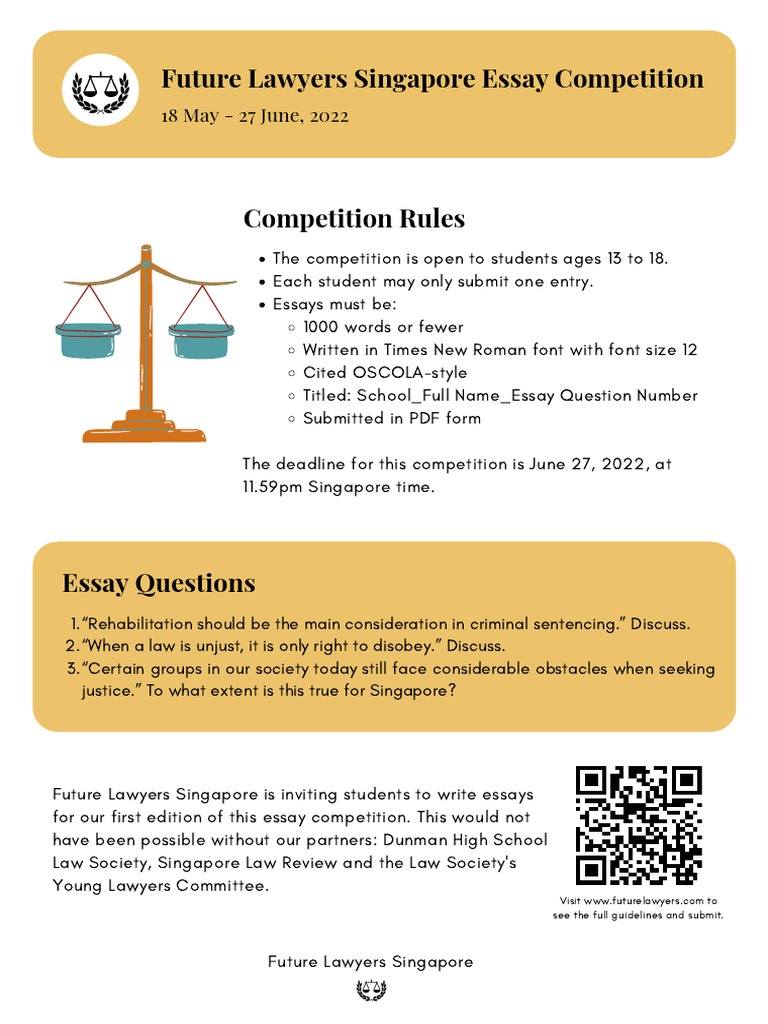 Future Lawyers Singapore Essay Competition Poster | PDF