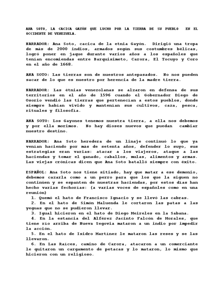 Ana Soto La Cacica Gayón | PDF