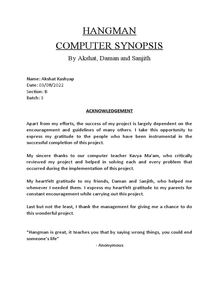Computer Project Synopsis | Download Free PDF | Computer Program ... Computer Project Synopsis | Download Free PDF | Computer Program ...