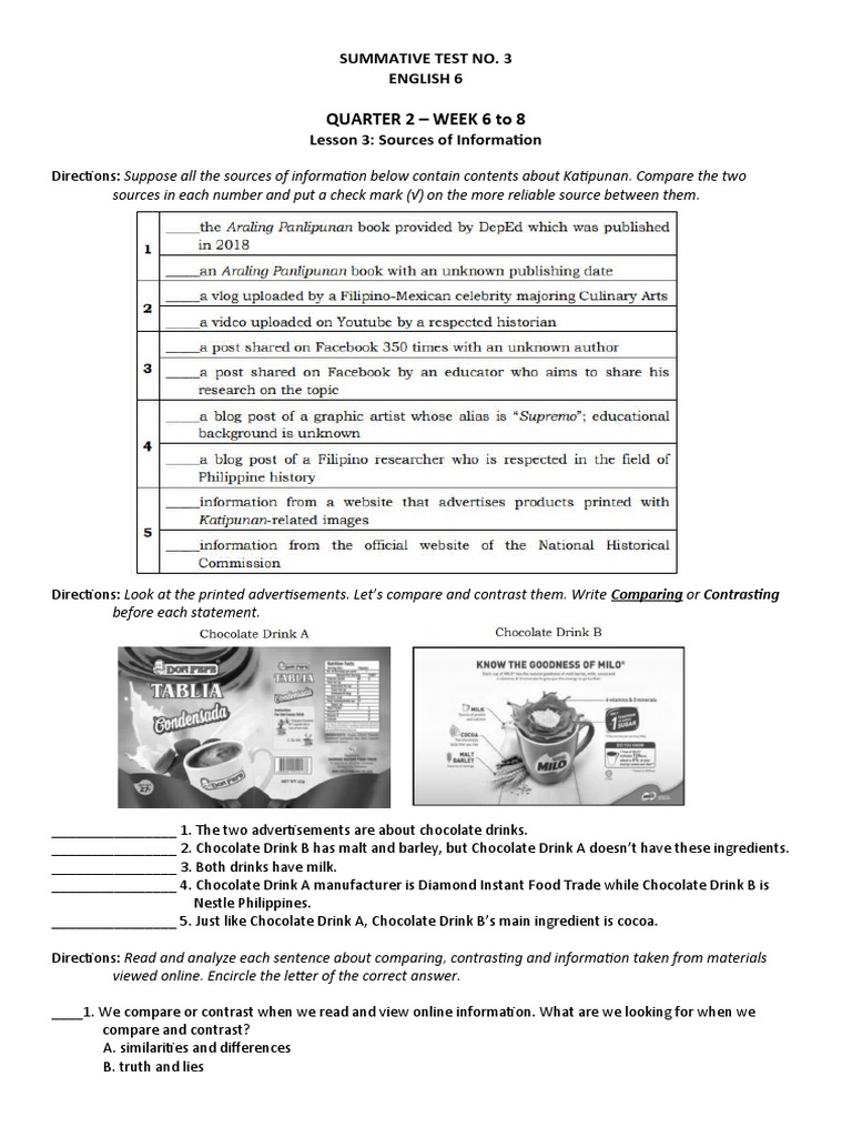 Summative 1,2, & 3 Eng 6 - MELC-Based (Q2) | PDF | Radio | Broadcasting