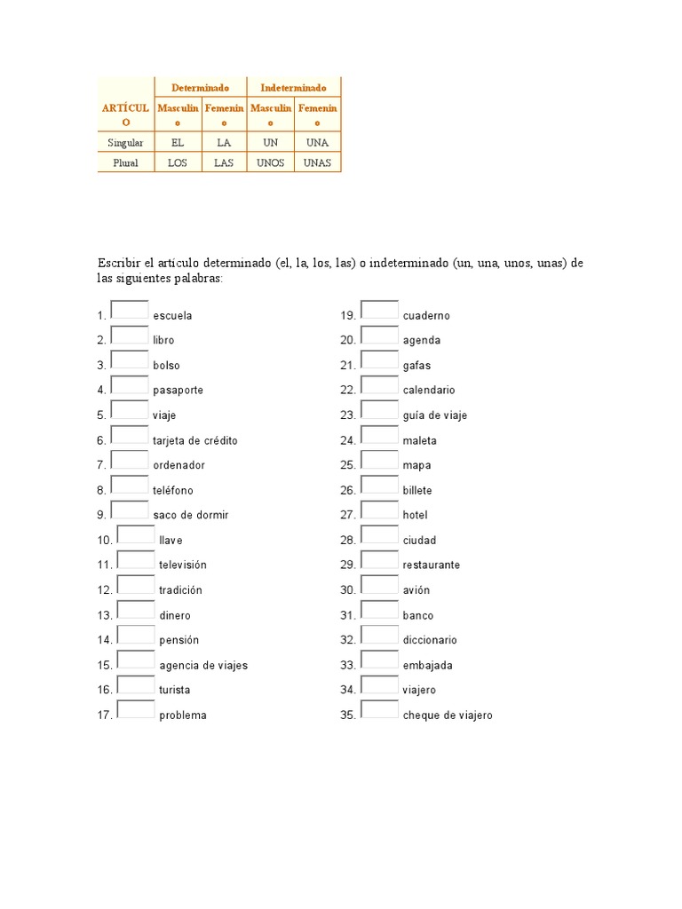 2.ejercicios Articulos, Sustantivos y Adjetivos | PDF