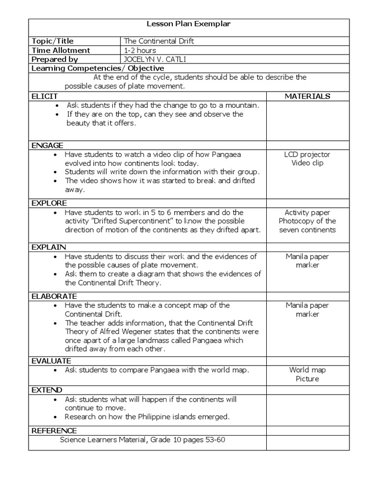 Lesson Plan Exemplar | PDF | Lesson Plan | Learning