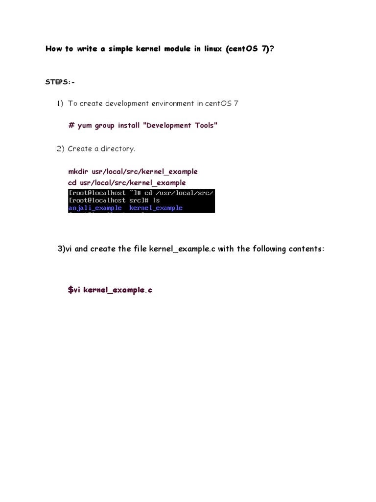 How To Write A Simple Kernel Module in Linux (centOS 7) | PDF