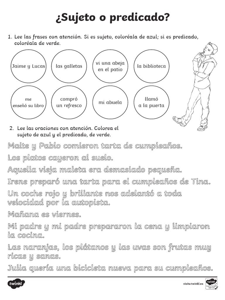 Hoja De Trabajo Completa De Sujeto Y Predicado