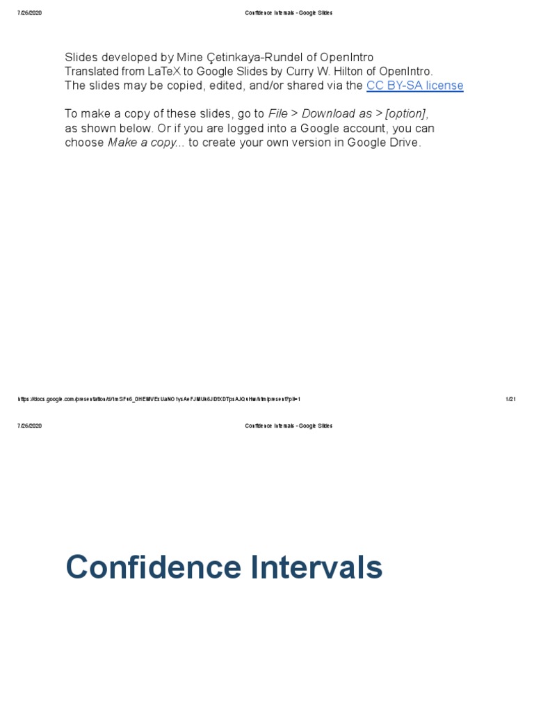 Confidence Intervals - Google Slides | PDF | Confidence Interval | Standard Deviation