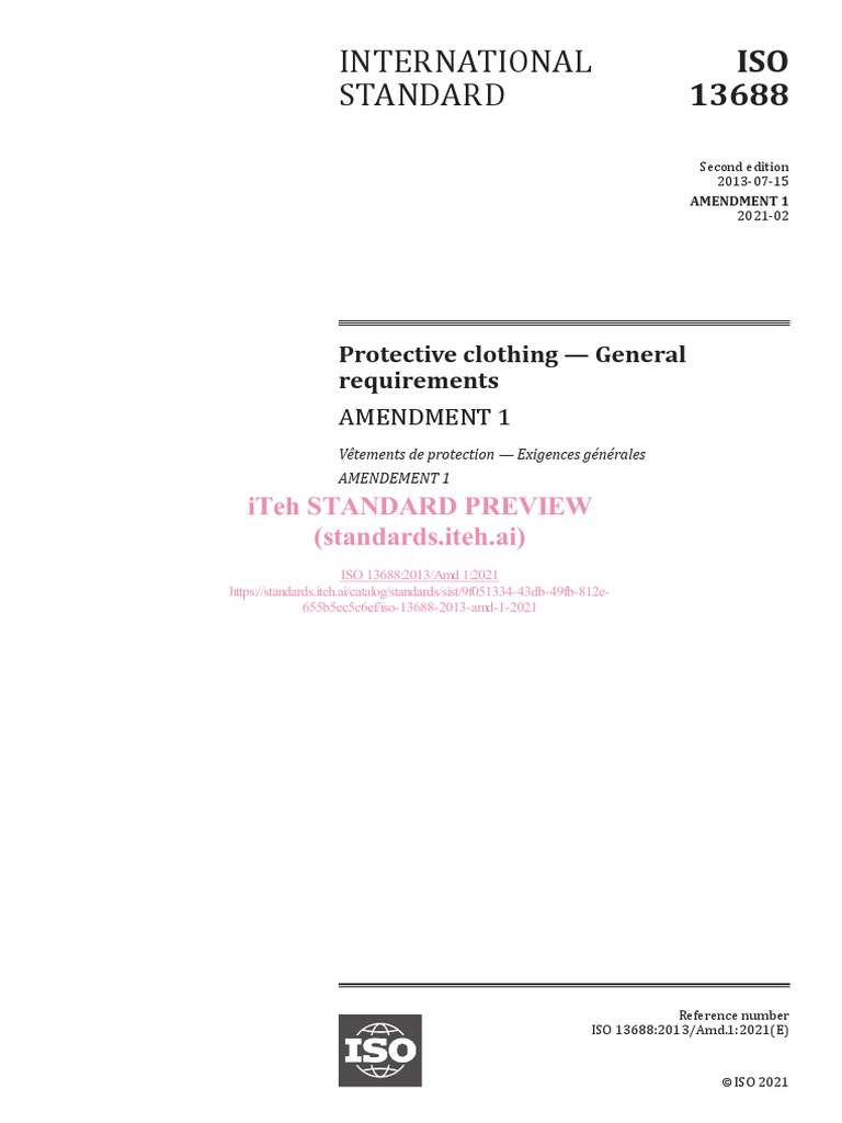 ISO 13688 2013 Amd 1 2021 | PDF | International Organization For ...