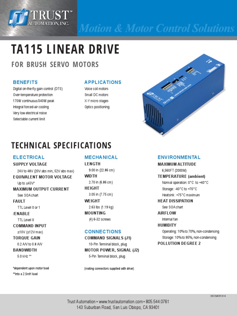 Trust TA115 DataSheet | PDF | Electric Motor | Amplifier