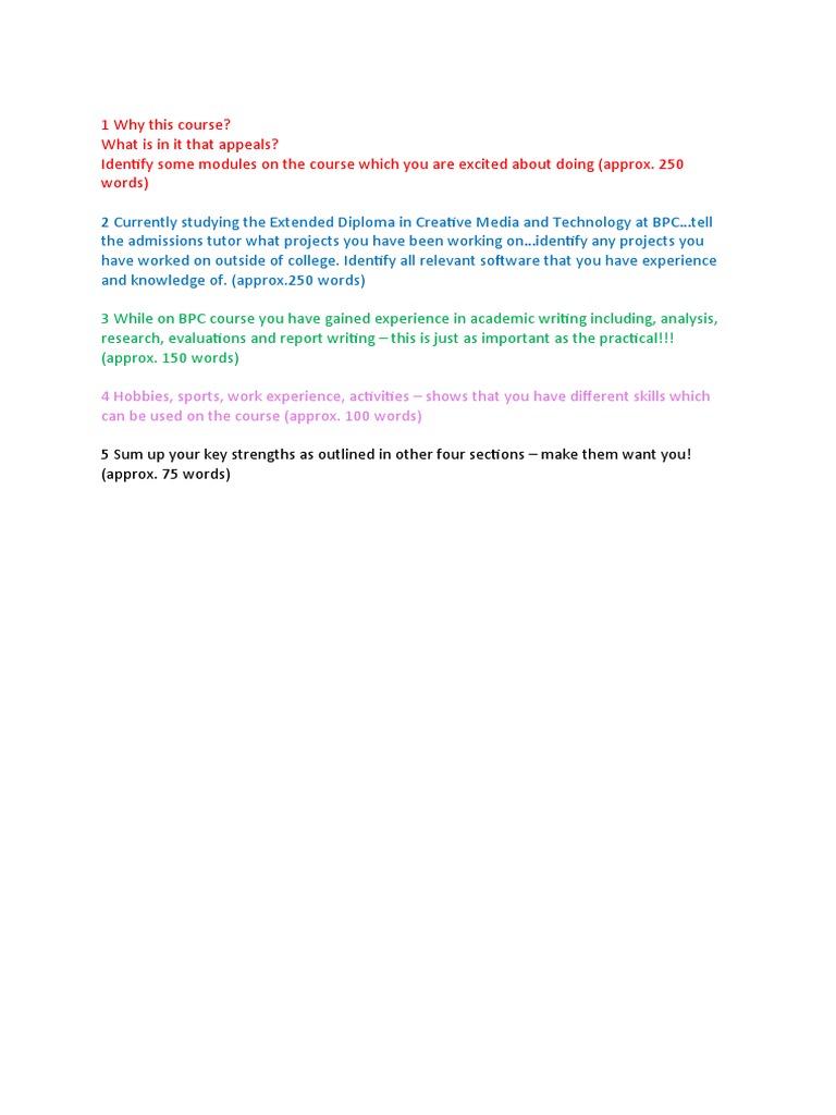 Personal Statement Template | PDF