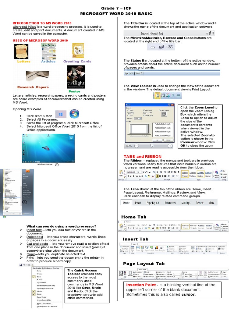Introduction To Ms Word 2010 | PDF | Window (Computing) | Microsoft Word