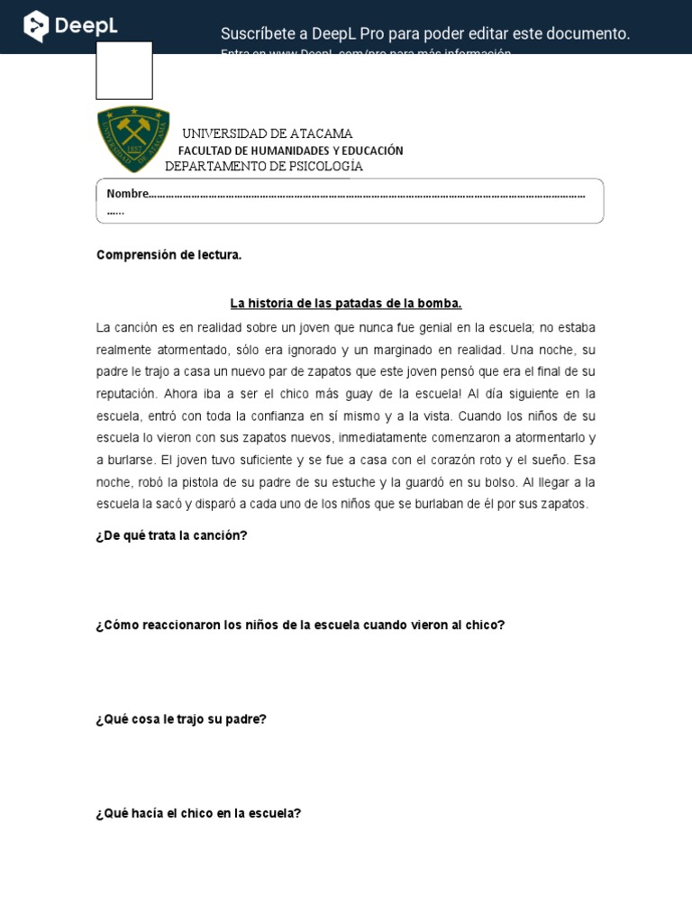 Reading Comprehension Pump Up Kid Song - ES | PDF