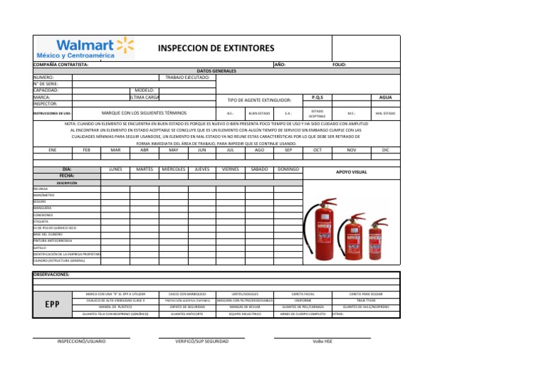 Formato - Inspección de extintores | PDF