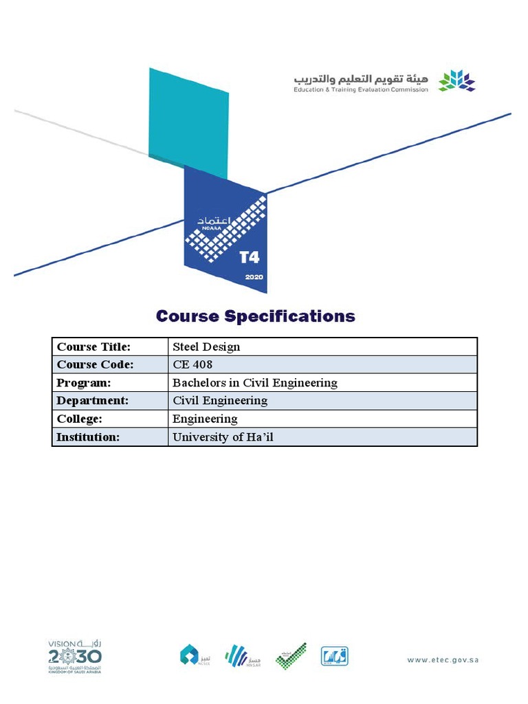 T4 Course Specifications V2020 - CE 408 | PDF | Design | Truss