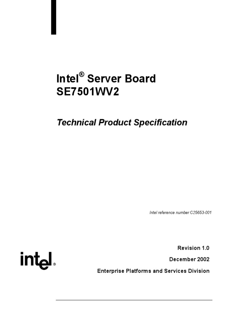 Intel® Server Board SE7501WV2 TPS | PDF